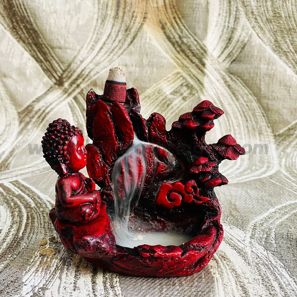 Buddha Fountain with Trees - Smoke Backflow Fountain Incense Burner ...